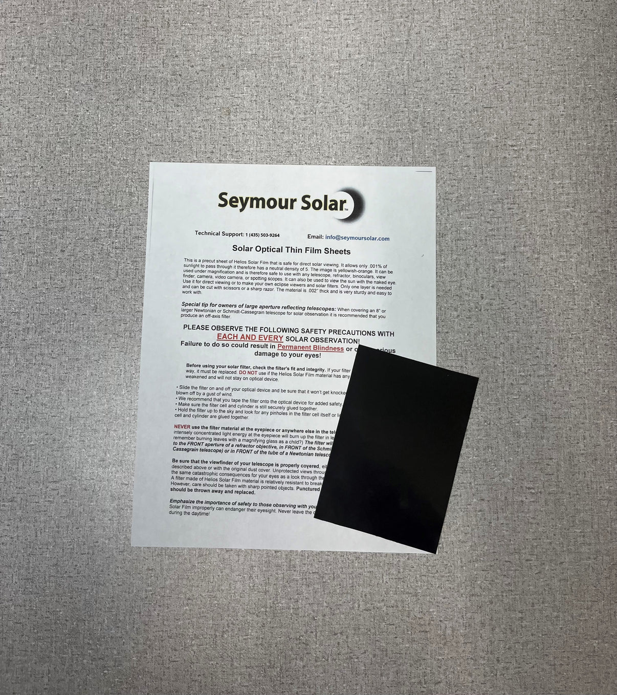 Hyperion Solar Film Sheet, 3 1/2" X 5" – Seymour Solar