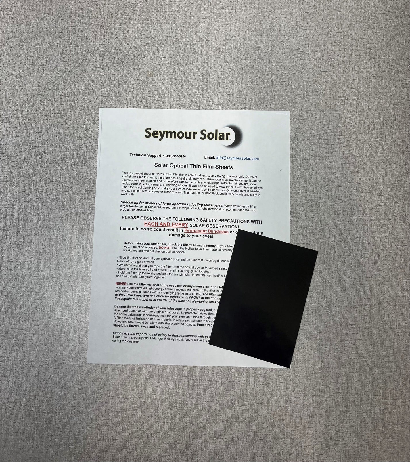 Hyperion Solar Film Sheet, 3 1/2" X 5" – Seymour Solar